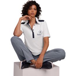 CREATION L PREMIUM Damen Poloshirt mit Kontrast-Details wei&szlig;-marine Gr&ouml;&szlig;e 44