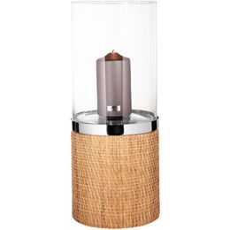 Fink Windlicht &raquo;CATANIA&laquo; aus Edelstahl, Glas und Rattan braun Edelstahl, Geflecht Rattan, Glas