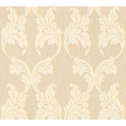 ARCHITECTS PAPER Textiltapete &raquo;Tessuto&laquo; Barock floral gemustert samtig Tapete Barock Tapeten Wohnzimmer Schlafzimmer K&uuml;che modern Flur Design beige Viskose, Vlies
