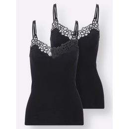 CR&Eacute;ATION L Damen Tr&auml;gerhemd mit T&uuml;llstickerei-Spitze schwarz Gr&ouml;&szlig;e 38