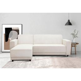 Ecksofa &raquo;Allie Schlafsofa 230 cm mit Relaxfunktion in der R&uuml;ckenlehne&laquo; Schlaffunktion (108/194,5cm), trendiger Cord o. pflegeleichter Velours beige 