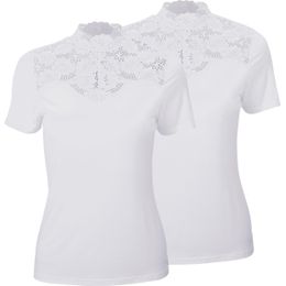 Nina von C. Damen Blazershirt mit Spitze am Stehkragen wei&szlig; Gr&ouml;&szlig;e 40