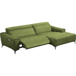 Egoitaliano Ecksofa &raquo;Suzette, Designsofa mit hohem Sitzkomfort&laquo; mit Recamiere, inkl. 1 elektronischen Relaxfunktion, L-Form gr&uuml;n