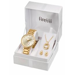 Firetti Damen Quarzuhr Armbanduhr, Damenuhr, Glassteine, ideal auch als Geschenk gold