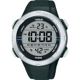 Lorus Herren Lorus Chronograph Quarz,Armbanduhr,Herrenuhr,Silikonarmband,digital,Datum,Stoppfunktion schwarz