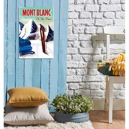 queence Metallbild &raquo;Mont Blanc&laquo; Berge & Alpenbilder Schriftzug Schriftz&uuml;ge 1 Stk. tlg. Stahlschilder blau Metall, Stahl