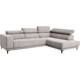 Alina Ecksofa &raquo;Hikari&laquo; wahlweise mit Sitzvorzug, in modernem Cordstoff, Breite 302 cm grau Cord GCT (92% Polyester, 8% Nylon)
