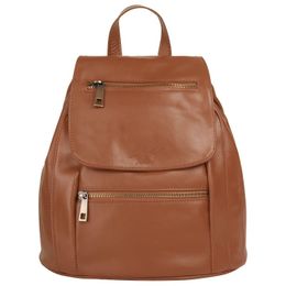 Samantha Look Damen Cityrucksack echt Leder, Made in Italy braun B/H/T: 24cm x 27cm x 11cm, onesize