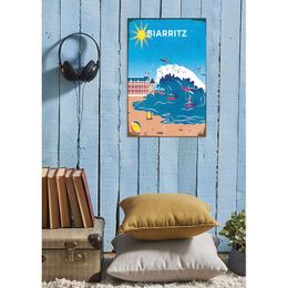 queence Metallbild &raquo;Biarritz Beach&laquo; Meer Strand Strandbilder 1 Stk. tlg. Stahlschilder beige Metall, Stahl