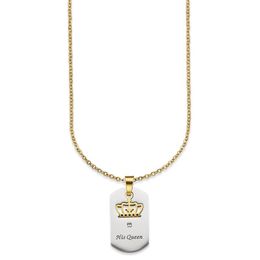 Bruno Banani Herren Kette mit Anh&auml;nger &raquo;Schmuck Geschenk Halskette Ankerkette, Krone feste Gravur "His Queen"&laquo; gold