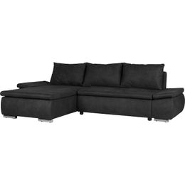 Home Affaire Ecksofa &raquo;Acra L-Form&laquo; mit Bettfunktion und Bettkasten, in Mattenoptik grau 100% Polyester