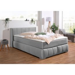 Home Affaire Boxspringbett &raquo;Chelles&laquo; inkl. Kaltschaumtopper, in 5 Breiten und 3 Matratzenarten silber Samtoptik (100% Polyester);Bezug der 