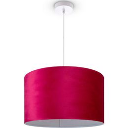 Paco Home Pendelleuchte &raquo;Hugo uni Color&laquo; E27 Wohnzimmer Lampenschirm aus Velour Unifarben Deko E27 Kabel 1,5m rot