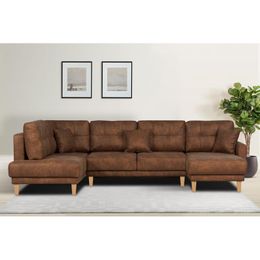 Home Affaire Wohnlandschaft &raquo;TRIPLO U-Form wahlweise mit Schlaffunktion, B/T/H: 310/192/90 cm&laquo; Schlafsofa, auch mit Bettkasten, Steppung im 