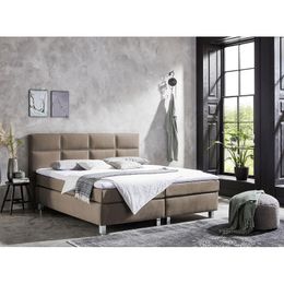 Westfalia Schlafkomfort Boxspringbett mit Topper beige Bezug Bett: Feinstruktur 100% Polyester;Bezug Bonnell-Federkernmatratze: 100% Polyester;Bezug Kaltschaummatratze: 100% 
