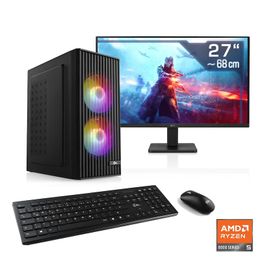 CSL PC-Komplettsystem &raquo;Spectrum V25229&laquo; 27 &prime;&prime; AMD Ryzen 5 GeForce RTX 4060 16 GB RAM 1.000 GB SSD schwarz Inkl. 27 Zoll Full-HD Monitor, Maus, 