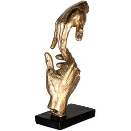Casablanca by Gilde Dekofigur &raquo;Skulptur Two Hands, gold/schwarz&laquo; Dekoobjekt, H&ouml;he 29, H&auml;nde, mit Spruchanh&auml;nger, Wohnzimmer gold Polyresin