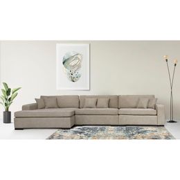 Home Affaire Ottomane &raquo;Skara L-Form&laquo; Lounge-Sofa mit Federkernpolsterung, in vielen Bezugsvarianten beige 100% Polyester