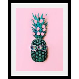 queence Bild &raquo;Ananas&laquo; Ananas Essen Humor Lebensmittel Obst Obst Bilder HD Premium Poster-Druck inkl. Holzrahmen bunt Acrylglas, Holz, Papier