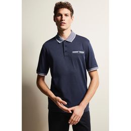 Bugatti Herren Bugatti Poloshirt mit Kontraststreifen blau S