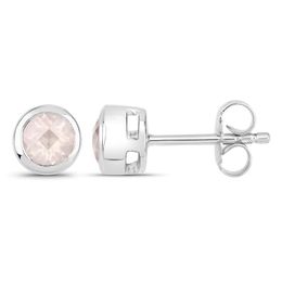 Vira Jewels Damen Paar Ohrstecker &raquo;925-Sterling Silber rhodiniert gl&auml;nzend Rosenquartz rosa rund&laquo; wei&szlig;