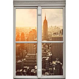 queence Wandsticker &raquo;New York&laquo; Wandsticker, Wandbild, selbstklebend, 3D, Fenster orange