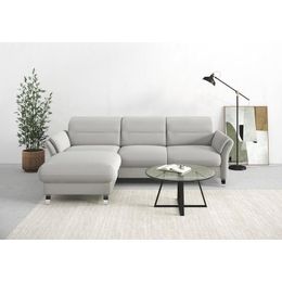 Sit & More sit&more Ecksofa &raquo;Grenoble L-Form mit Federkern&laquo; wahlweise mit Bettfunktion, Bettkasten, Arm- und Kopfteilverstellung silber