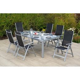 Merxx Garten-Essgruppe &raquo;Carrara&laquo; 7 Stk. tlg. schwarz Aluminium, Polyester