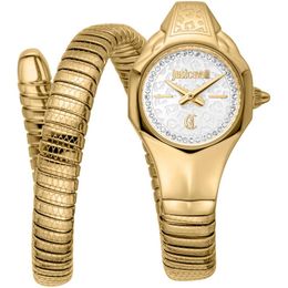 JUST cavalli time Damen Quarzuhr &raquo;Fiore&laquo; Armbanduhr, Damenuhr, Edelstahlarmband, analog, Kristallsteine silber
