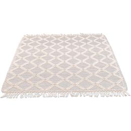 Tom Tailor HOME Teppich &raquo;Colored Macrame&laquo; rechteckig 10 mm H&ouml;he Handweb Teppich, reine Wolle, handgewebt, mit Fransen, Scandi Design beige Schurwolle