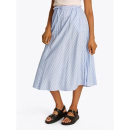 Tommy Hilfiger Damen A-Linien-Rock &raquo;CRINKLE VISCOSE MIX MIDI SKIRT&laquo; mit Streifenmuster, mit Tunnelzug am Bund bunt 32