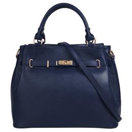 Samantha Look Damen Henkeltasche echt Leder, Made in Italy, ger&auml;umige Henkeltasche mit Smartphonefach blau