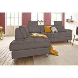 Sit & More sit&more Ecksofa &raquo;Pablo L-Form&laquo; wahlweise mit Bettfunktion und Bettkasten grau Luxus-Microfaser ALTARA NUBUCK (100% Polyester) / Struktur fein (100% 