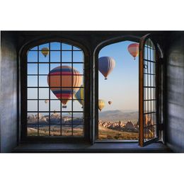 queence Wandsticker &raquo;Ballonfahrt&laquo; Wandsticker, Wandbild, selbstklebend, 3D, Fenster bunt Vinyl