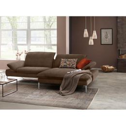 W.Schillig Ecksofa &raquo;enjoy&MORE, Designsofa, elegant und bequem, L-Form&laquo; mit Sitztiefenverstellung, F&uuml;&szlig;e Chrom gl&auml;nzend, Breite 294 cm braun Chenille-