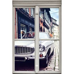 queence Wandsticker &raquo;Auto&laquo; Wandsticker, Wandbild, selbstklebend, 3D, Fenster bunt