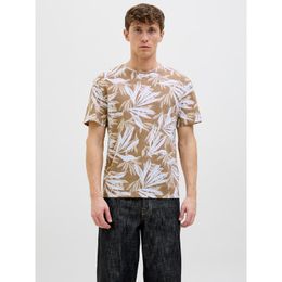 Jack & Jones Jack & Jones Herren Rundhalsshirt &raquo;JJEBRYAN AOP TEE S/S O-NECK NOOS&laquo; mit All-Over Print braun XS