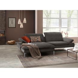 W.Schillig Ecksofa &raquo;enjoy&MORE, Designsofa, elegant und bequem, L-Form&laquo; mit Sitztiefenverstellung, F&uuml;&szlig;e Chrom gl&auml;nzend, Breite 294 cm grau Chenille-