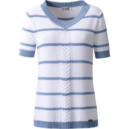 CR&Eacute;ATION L Damen Kurzarmpullover in Linksstrick-Optik bleu Gr&ouml;&szlig;e 42