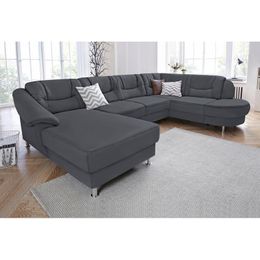 Sit & More sit&more Wohnlandschaft &raquo;Salsa U-Form&laquo; mit Federkern, wahlweise mit Bettfunktion grau Struktur (100% Polypropylen);Bedruckte Microfaser (100% 