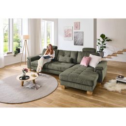 Die PlanBar Ecksofa &raquo;PP-LA19101 L-Form, Breite 316 cm&laquo; wahlweise mit Bettfunktion und verstellbaren Kopfst&uuml;tzen, in Cord 88% Polyester;12% Polyamid