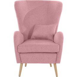 Home Affaire Sessel &raquo;Sallito, Ohrensessel, TV-Sessel&laquo; f&uuml;r Wohnzimmer, auch in Samtcord rosa Struktur Hahnentritt (67% Polypropylen, 33% Polyester);