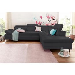 Sit & More sit&more Ecksofa &raquo;Limit L-Form&laquo; wahlweise mit Bettfunktion und Bettkasten schwarz Kunstleder SOFTLUX ;Luxus-Microfaser ALTARA NUBUCK (100% Polyester);