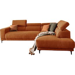 Alina Ecksofa &raquo;Hikari&laquo; wahlweise mit Sitzvorzug, in modernem Cordstoff, Breite 276 cm braun Cord GCT (92% Polyester, 8% Nylon)