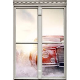 queence Wandsticker &raquo;Auto&laquo; Wandsticker, Wandbild, selbstklebend, 3D, Fenster rot