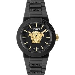 Versace Herren Quarzuhr &raquo;V-POP GENTS&laquo; Armbanduhr, Herrenuhr, Swiss Made, Silikonarmband, analog, Saphirglas schwarz