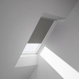 Velux Verdunklungsrollo &raquo;DKL MK04 0705SWL&laquo; verdunkelnd Verdunkelung ohne Bohren in F&uuml;hrungsschienen wei&szlig;e F&uuml;hrungsschienen & Griffleiste grau 