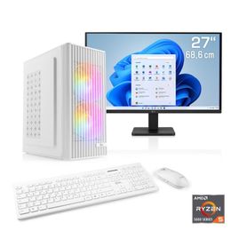 CSL PC-Komplettsystem &raquo;Spectrum V25218&laquo; 27 &prime;&prime; AMD Ryzen 5 16 GB RAM 1.000 GB SSD wei&szlig; Inkl. 27 Zoll Full-HD Monitor, Maus, Tastatur, 300 MBit/s WLAN-