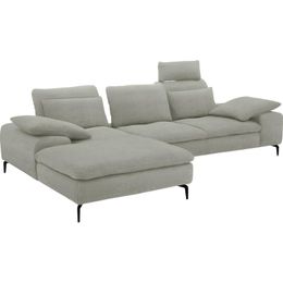 W.Schillig Ecksofa &raquo;valentinoo, Designsofa, bequem, elegant und zeitlos, L-Form&laquo; inklusive Hocker, mit Sitztiefenverstellung, Breite 299 cm grau 