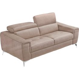Egoitaliano Schlafsofa &raquo;Francine Designsofa, Loungesofa mit Dauerschlaffunktion, Breite 233 cm&laquo; Bettfunktion, Luxus-Microfaser Lederoptik, opal grau, Fu&szlig;farbe 